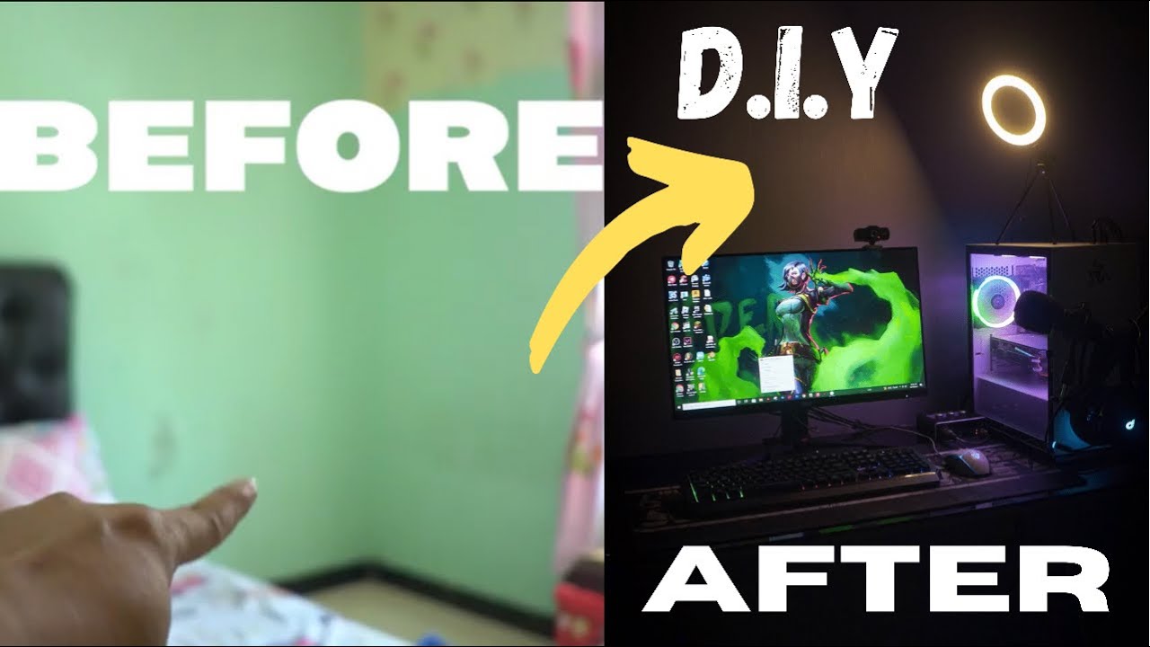 DIY GAMING ROOM SETUP LOW BUDGET - SIMPLE AND CLEAN ROOM MAKEOVER - YouTube