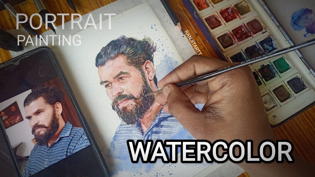 SIMPLE WATERCOLOR PORTRAIT DRAWING:| Step -51 | ARTIST RANJIT THORAT ...