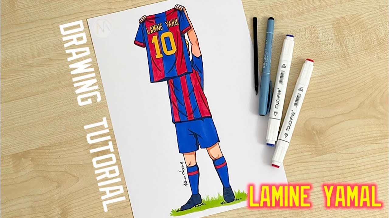 How to draw Lamine Yamal 10 / How to draw FC Barcelona players - YouTube