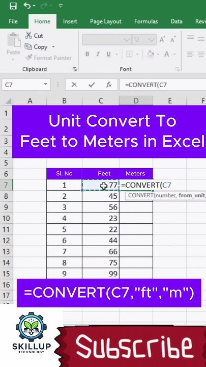 Convert Feet to Meters in Excel - YouTube