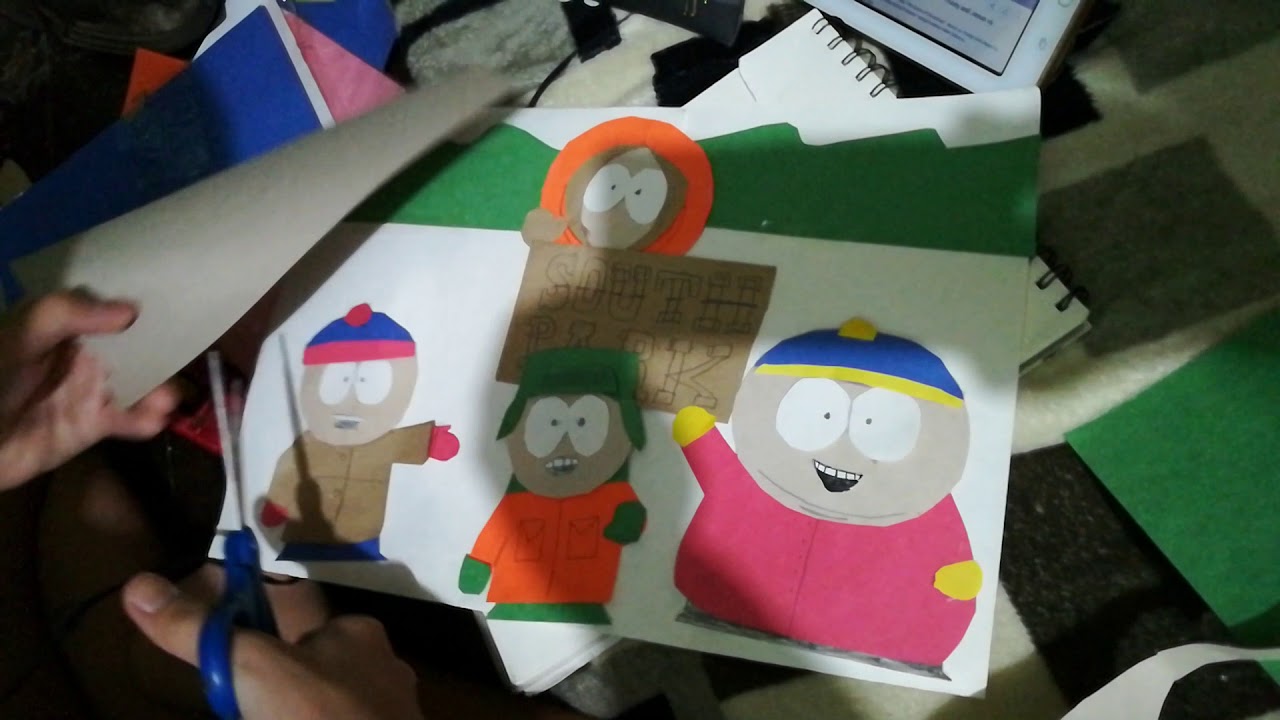 DIY south park freestyle paper cut out poster for sister - YouTube