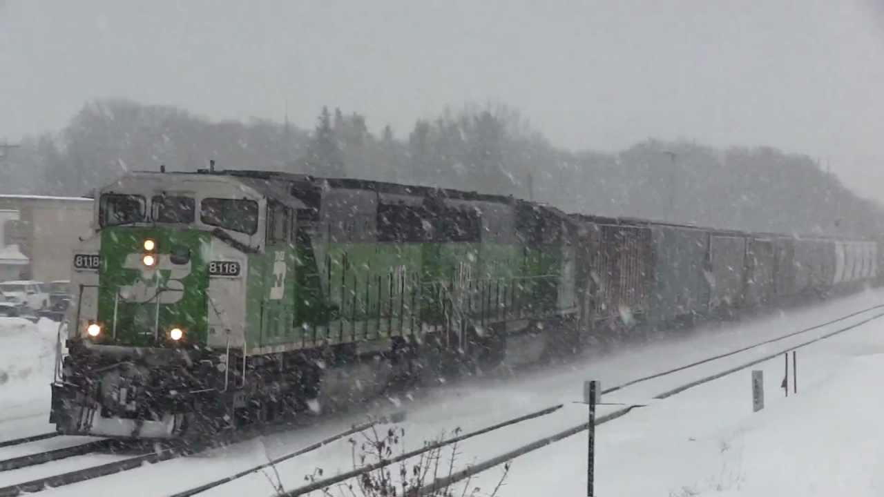 Winter Storm Train Action, Ex-BN Triclops, NS - YouTube