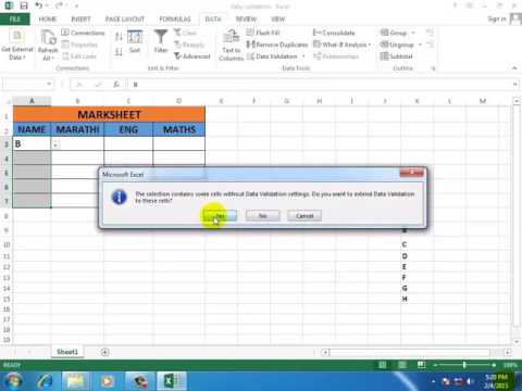 Advanced excel in marathi DATA VALIDATION Lecture 39 - YouTube