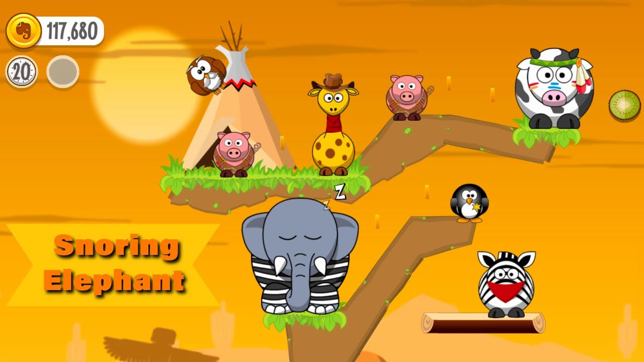 Snoring elephant puzzle wild west game - YouTube