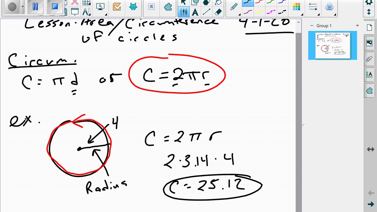 lesson video 4-1 area circum of circles - YouTube