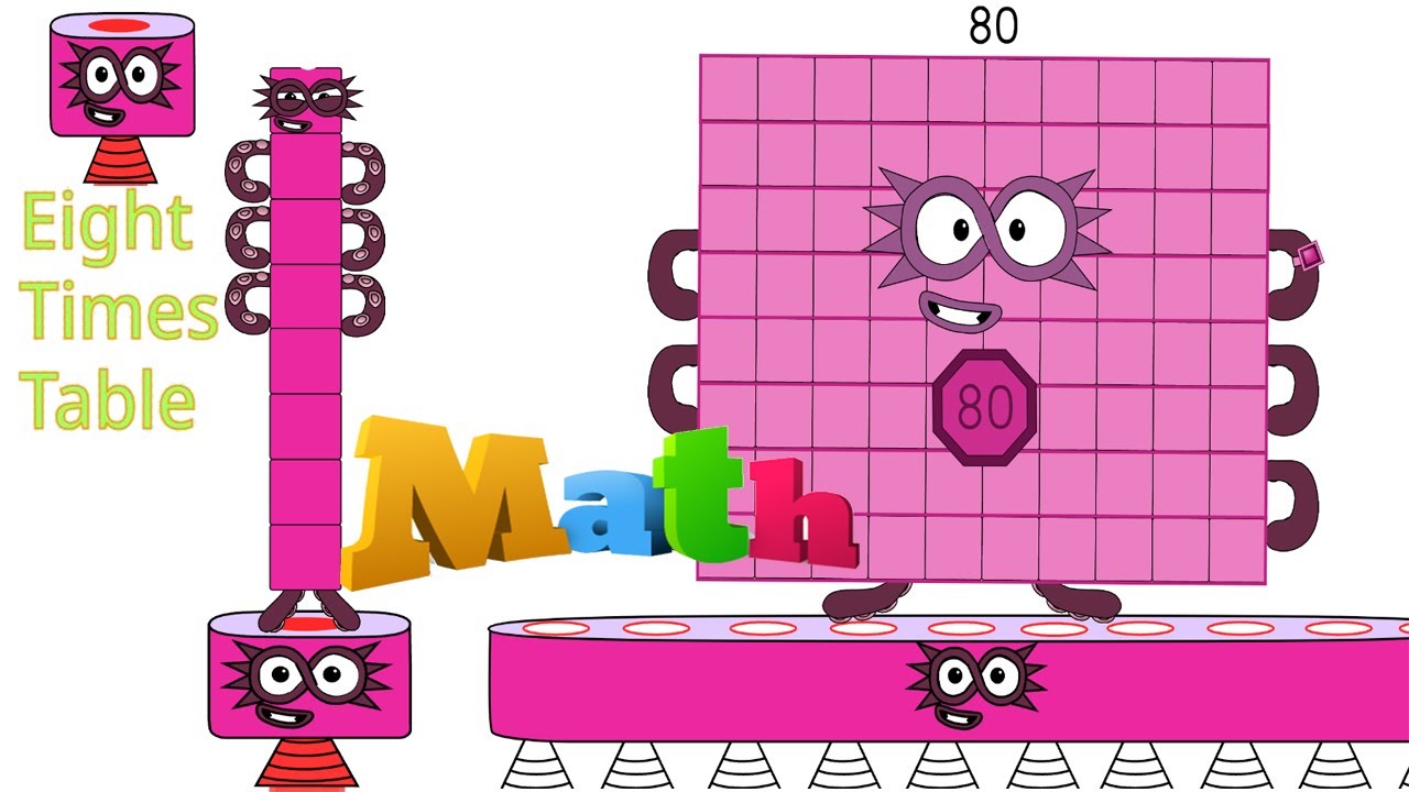 Numberblock Eight Times Table Numberblocks Bigger Square On The Moon