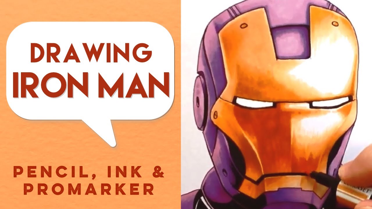 Drawing Iron Man // Pencil, ink & Promarkers speed-drawing - YouTube