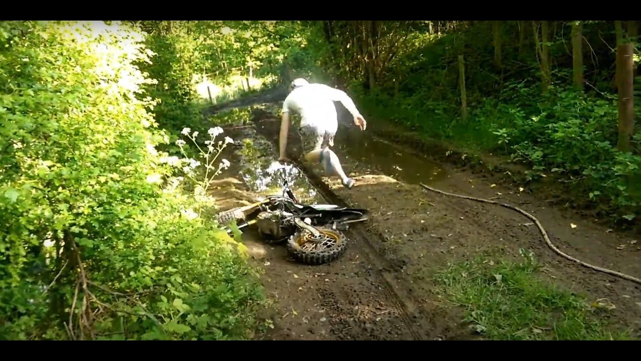FAIL PITBIKE SLIDES THEN BAILS DOWN A HILL! - YouTube