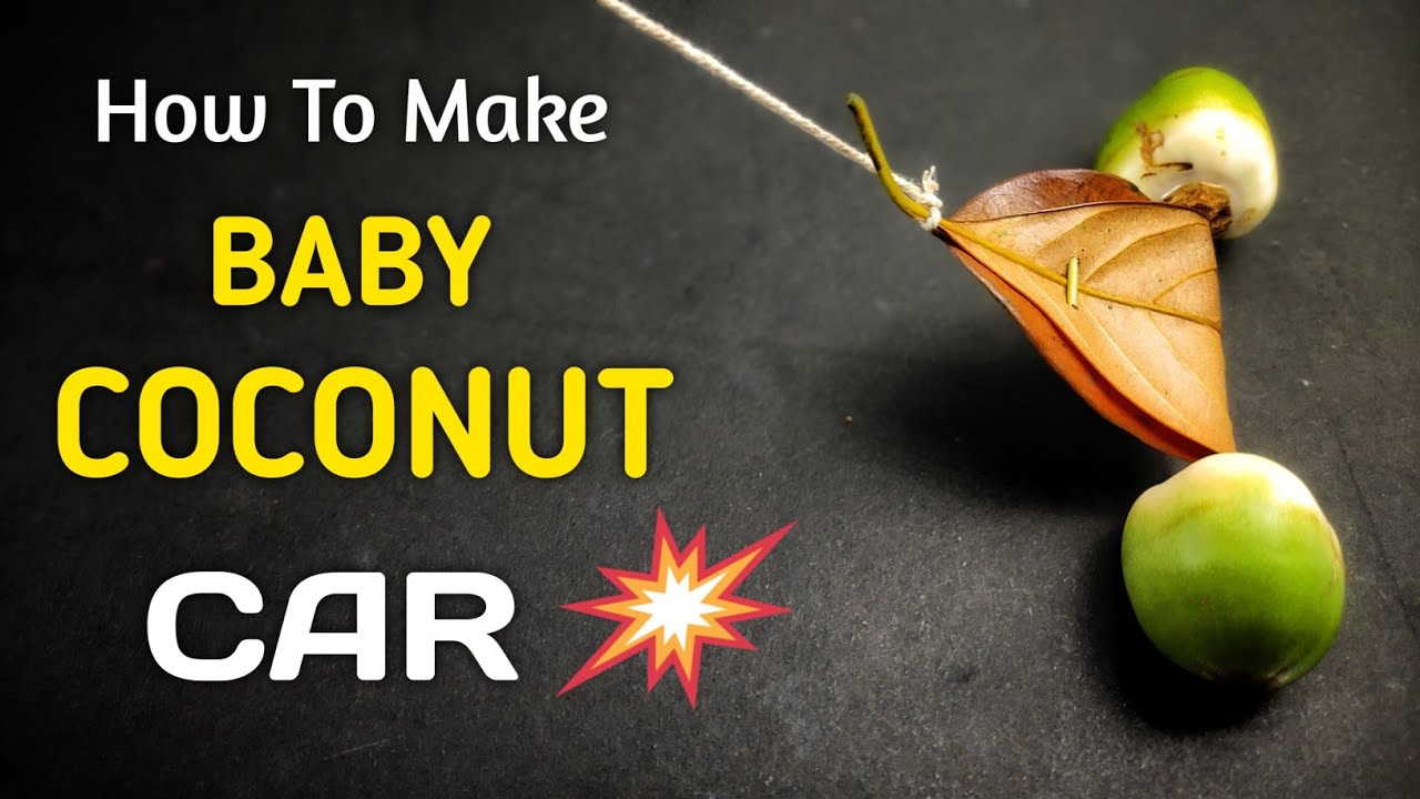 How To Make Baby Coconut Car | Jack fruit leaf Car | Natural Toys | 90 ...
