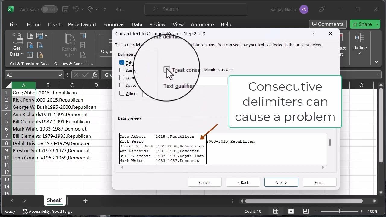 Microsoft Excel: Text to Columns Tutorial - Split Pasted Data Effortlessly - YouTube