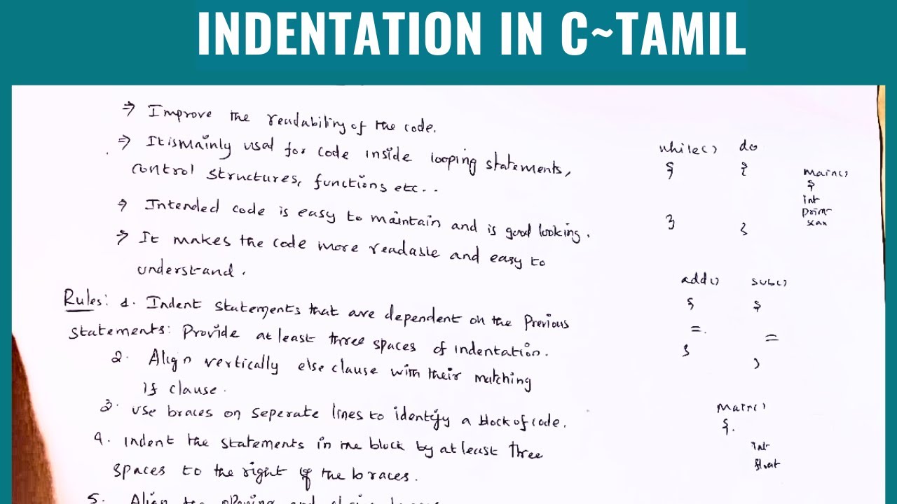 Indentation in C | Programming in C|beginners in Tamil |pridetech - YouTube