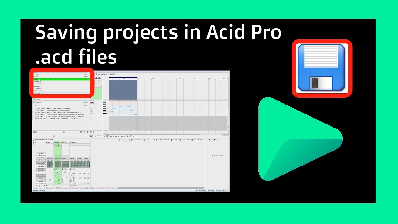 Acid Pro - How to SAVE PROJECTS : Quick Tip video - YouTube