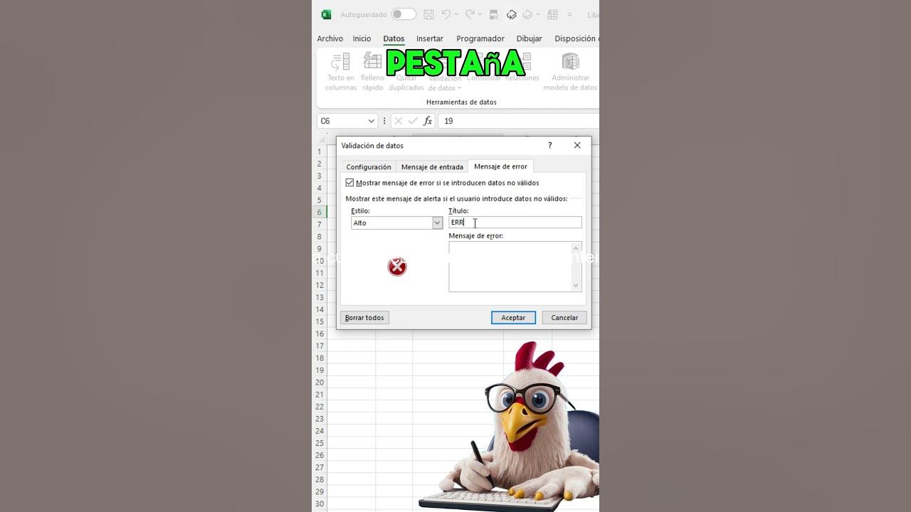 Mensaje De Error En Excel Tutorialexcel Trucosexcel Tipsexcel