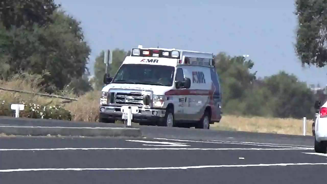 Yolo County EMS AMR Ambulance Unit 317 Responding Code 3 To Vehicle Accident - YouTube