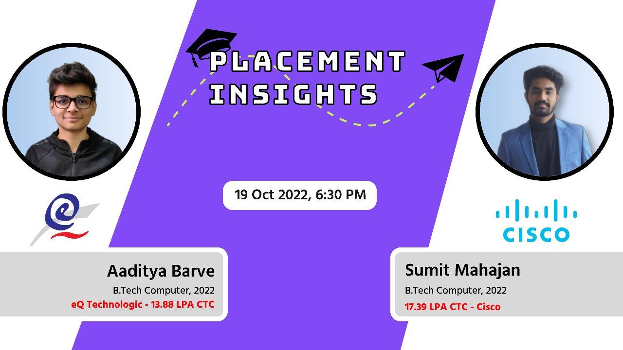 Placement Insights - Day 02 - Aaditya Barve | eQ Technologic - Sumit Mahajan | CISCO - YouTube