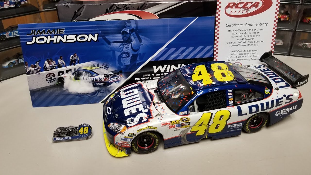 NASCAR Diecast Review: 2010 Jimmie Johnson Bristol Win 1/24 Elite - YouTube