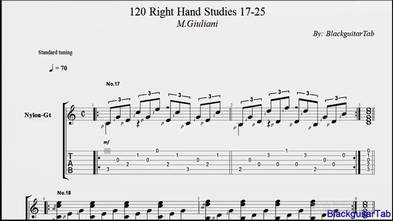 Guitar Method:120 Right Hand Studies 17-25(Mauro Giuliani) - YouTube