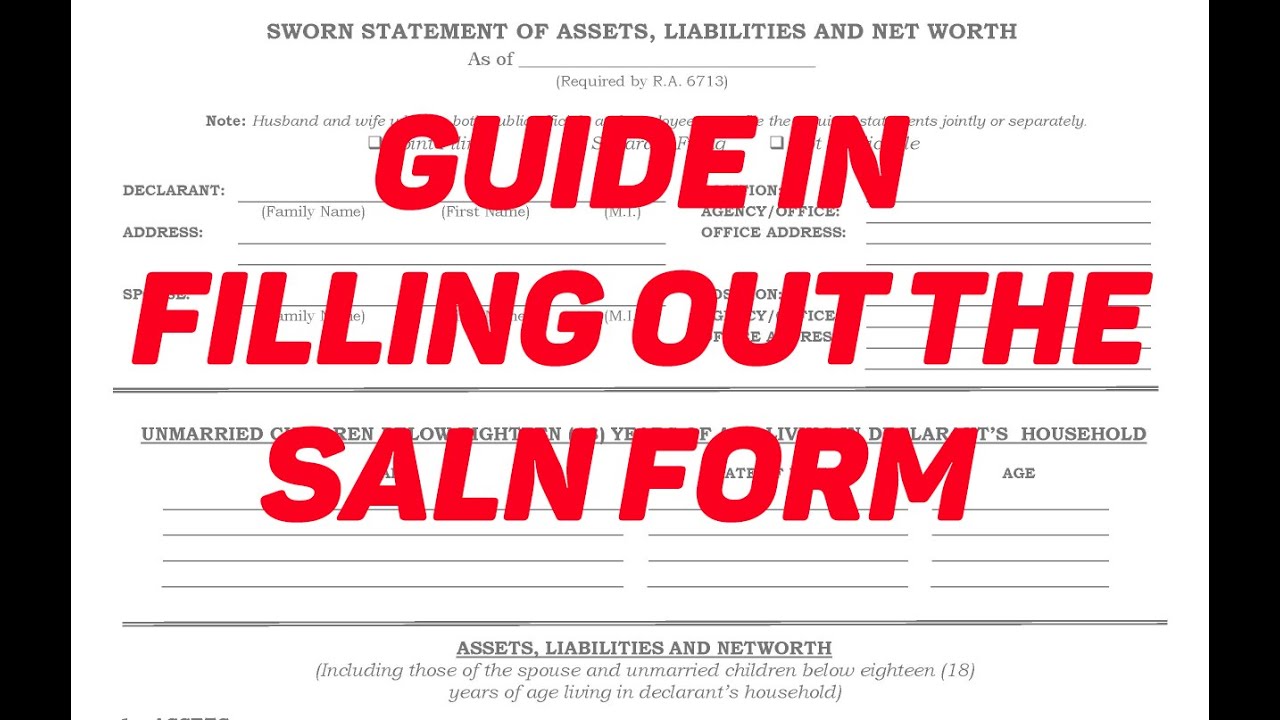 Guide to Filling Out the Statement of Assets, Liabilities, and Net ...