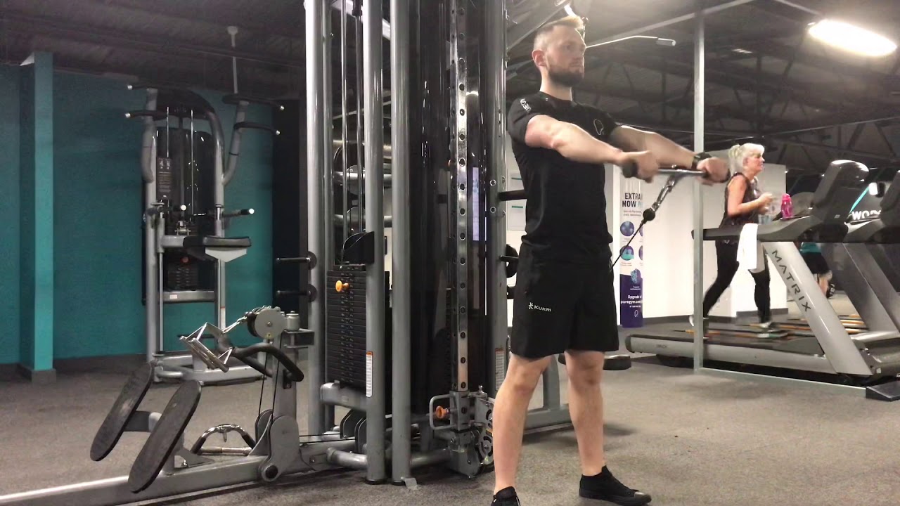 Cable Front Raises w/Bar - YouTube