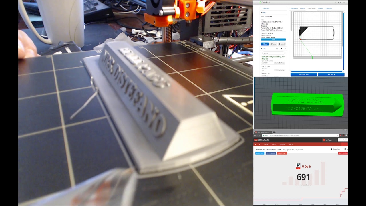 🔥 UDoIt Live 3D Printing Custom Designed Hall Pass on Original Prusa I3 ...