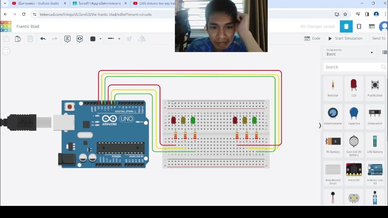 EP 12 Two Way Traffic Light Circuit in Tinker cad - YouTube