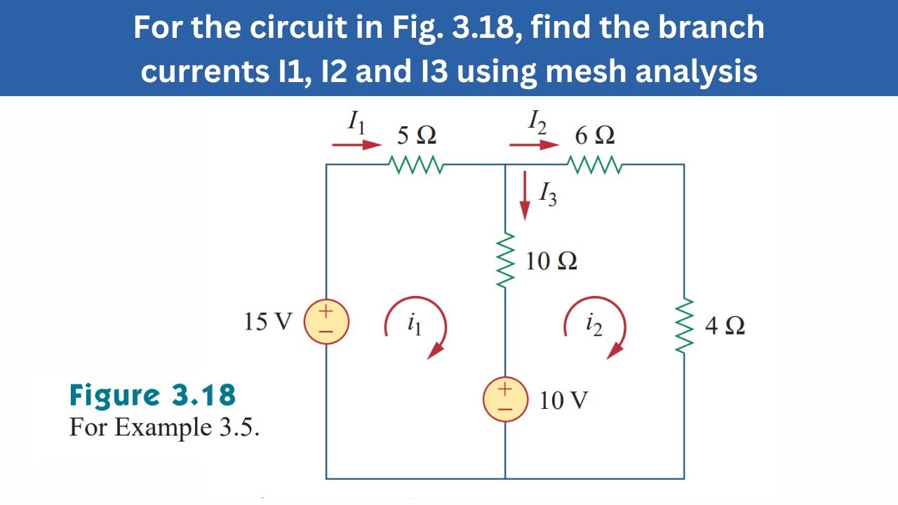 Example 3.5 | For the circuit in Fig. 3.18, find the branch currents I1 ...