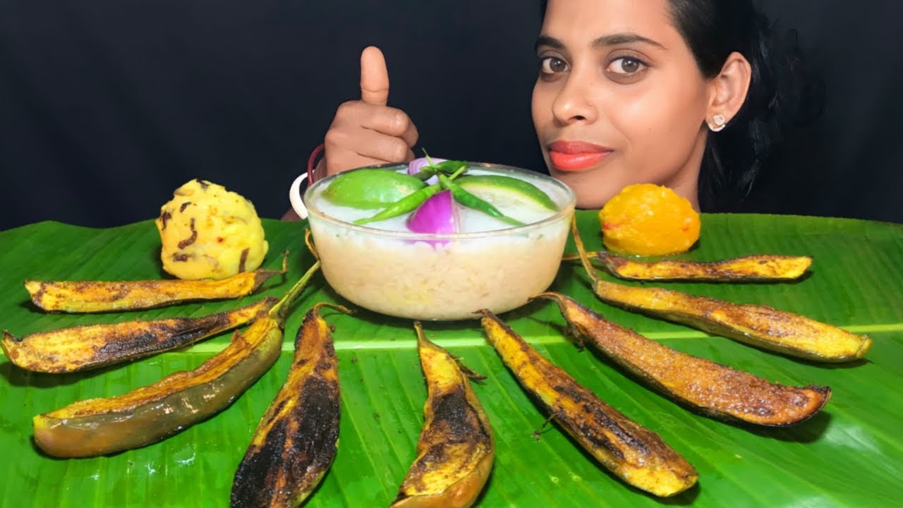 Eating Panta Bhat Aloo Bhorta Kaddu Bhorta Baingan Fry | Odisha Famous ...