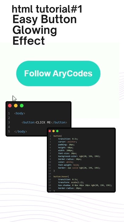 HTML and CSS tutorial #1 glowing effect on button | arycodes #coding #programming #tutorial ...