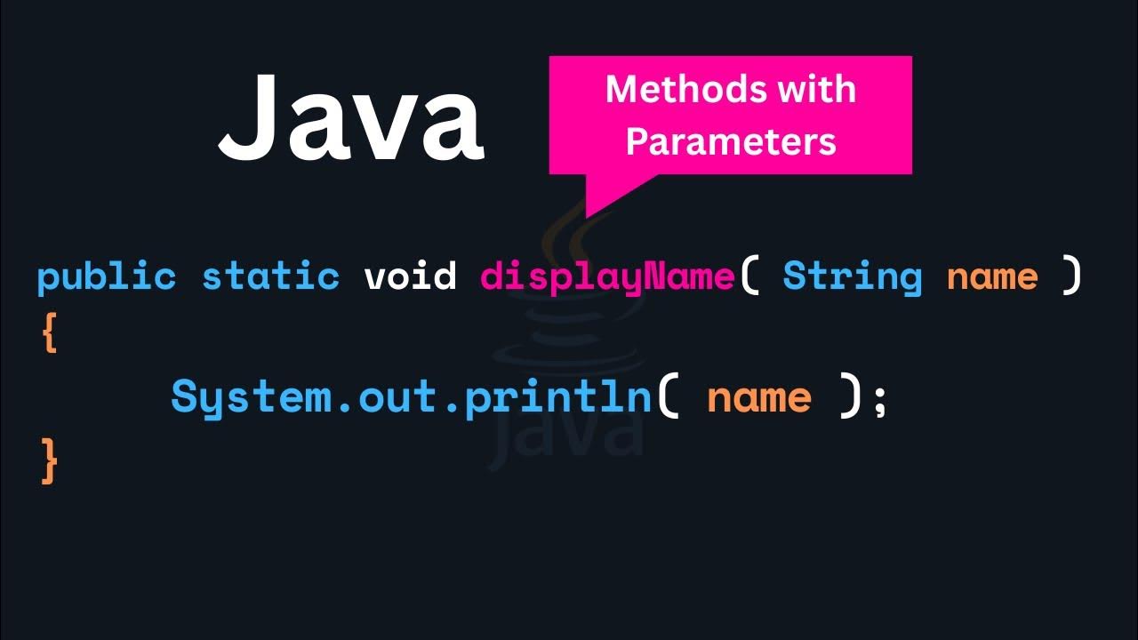 Methods with Parameters / arguments in Java Programming Video Tutorial ...