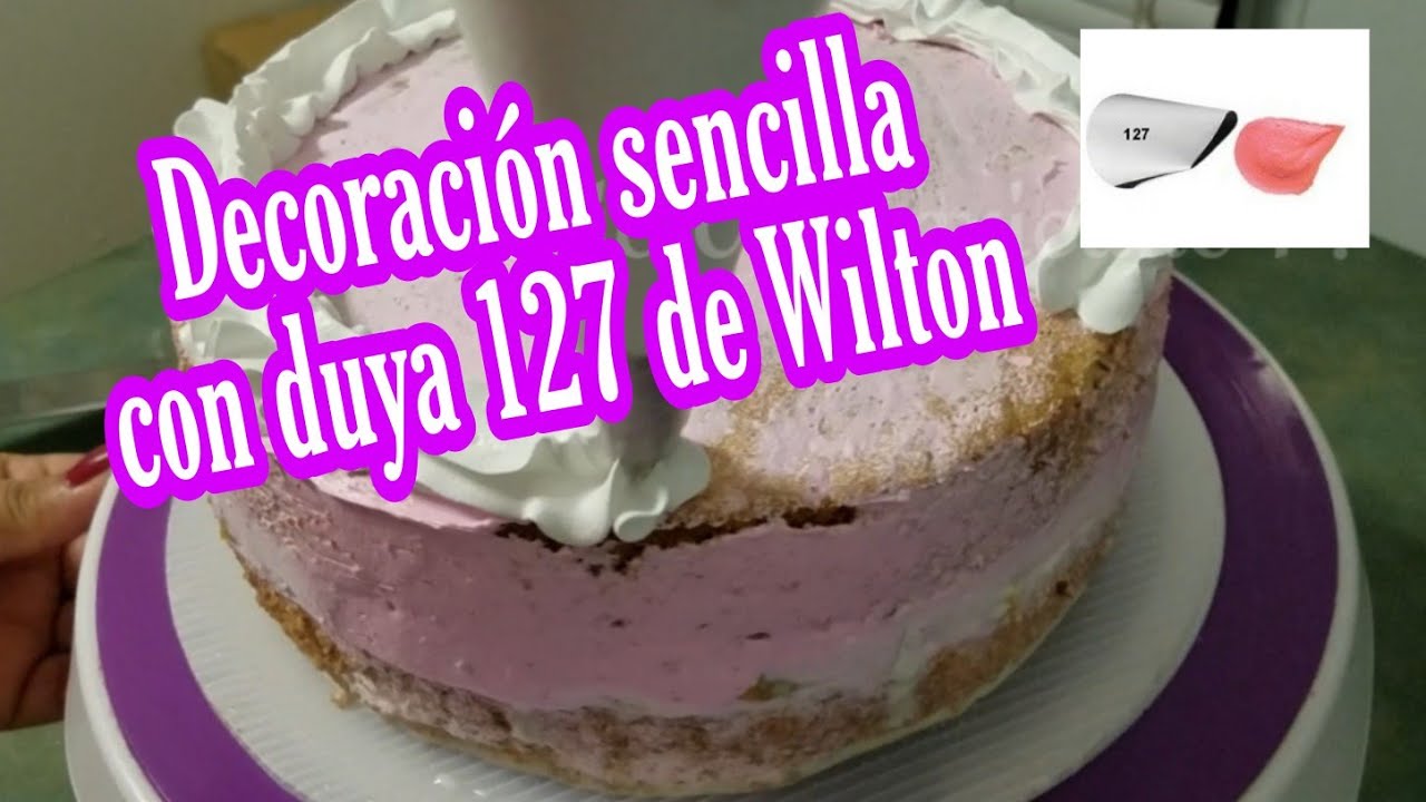 decoración de pastel sencilla con duya 127 de wilton - YouTube