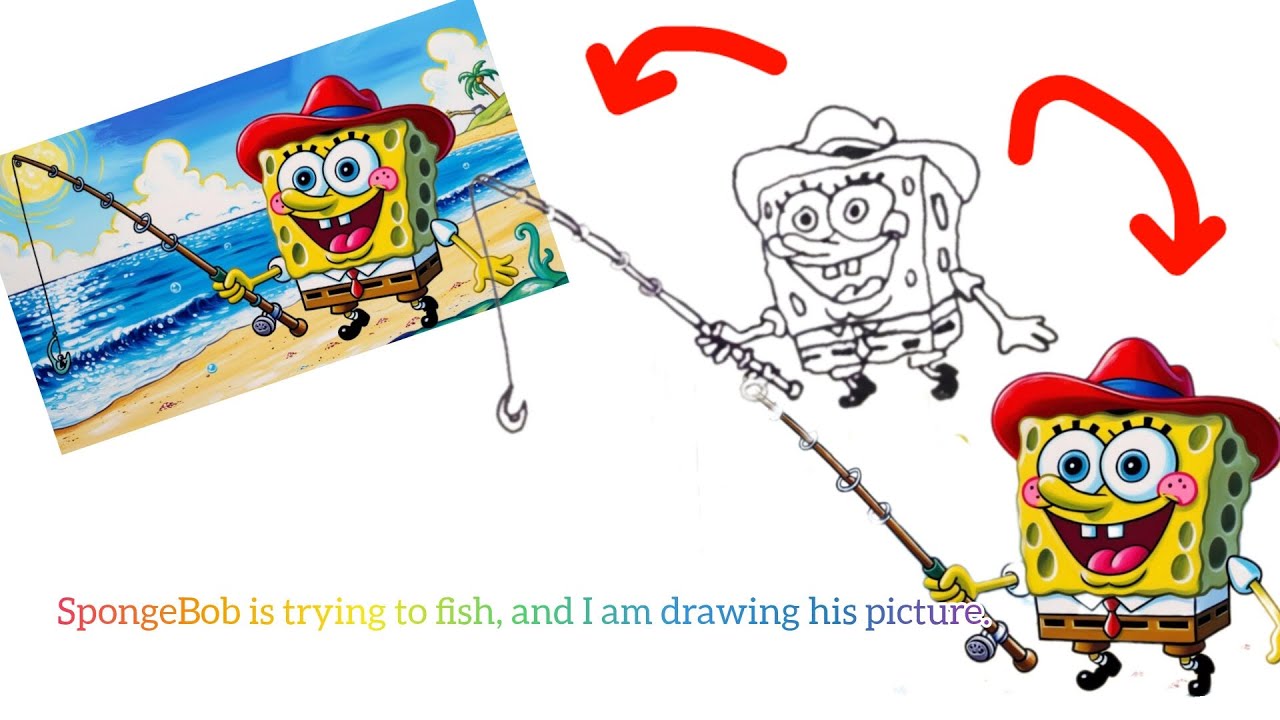 SpongeBob is trying to fish,and I am drawing his picture 🎣🎣🎣 - YouTube
