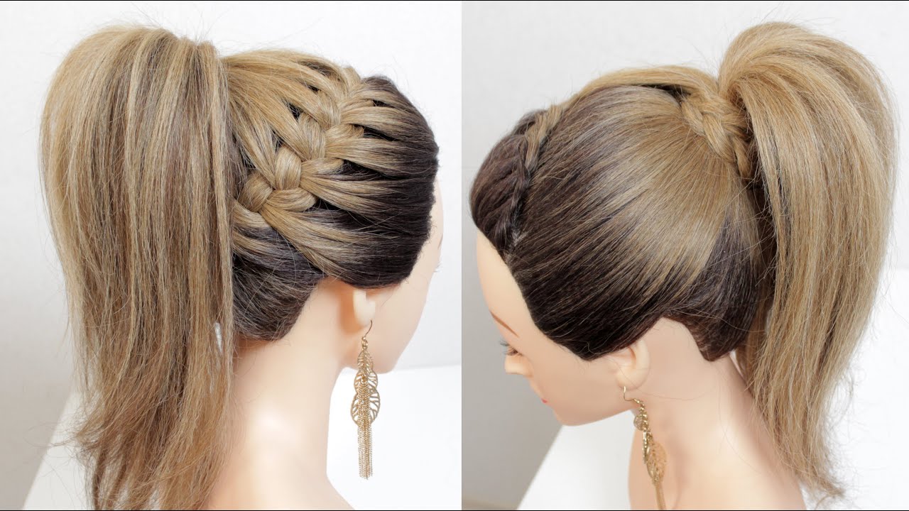 High Braided Ponytail Hairstyle For Long Hair. - YouTube