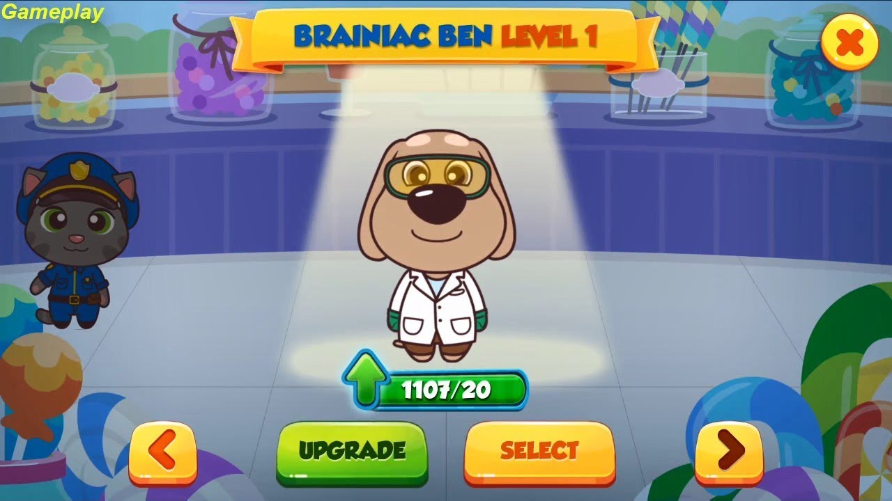 Talking Tom Candy Run Android Gameplay #5- BRAINIAC BEN - YouTube