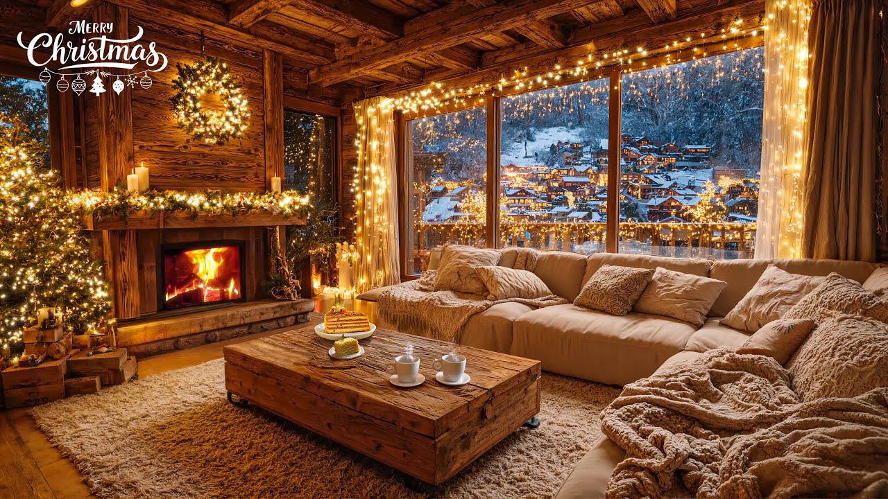 Relaxing Christmas Music🌲Instrumental Christmas Music 🔥Warm Fireplace ...