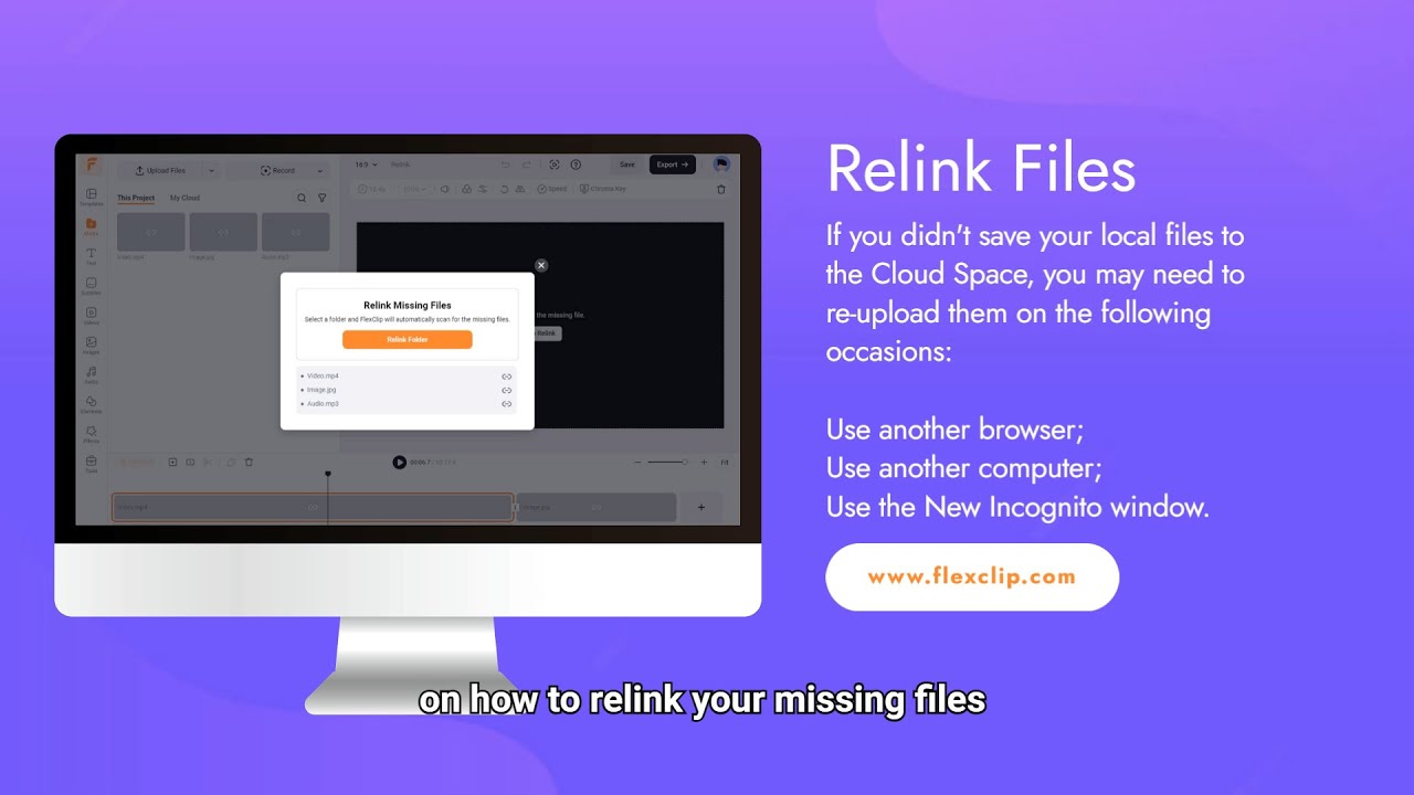 How to Relink Missing Files with FlexClip - YouTube