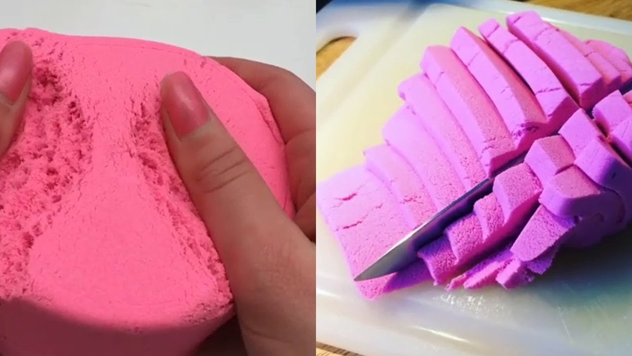 Very Satisfying Kinetic Sand Cutting Video - YouTube