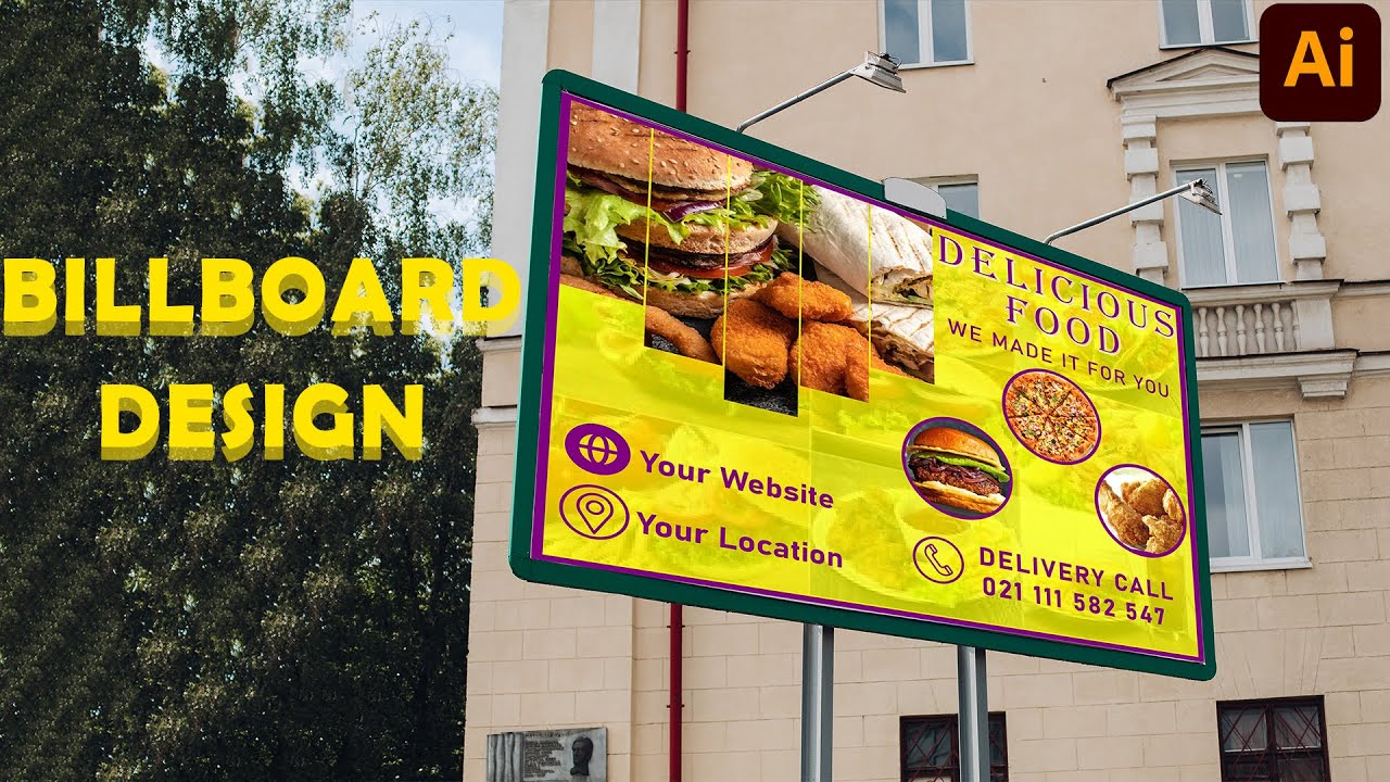 Billboard Design for Restaurant in Adobe Illustrator| Step by Step ...