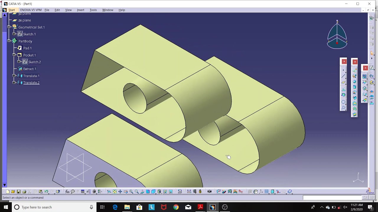 38. Wireframe and Surface Tutorial Catia V5: Translating Geometry - YouTube
