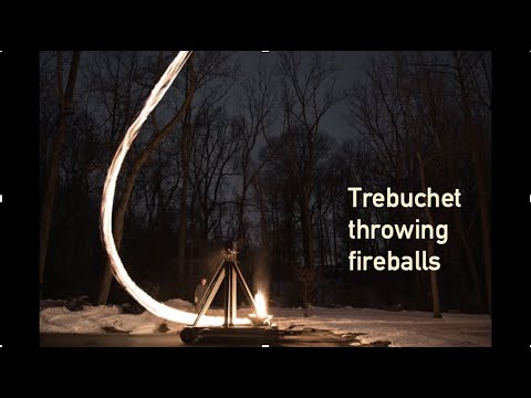 Trebuchet Throwing Balls of Fire ///. Homemade Science with Bruce Yeany ...