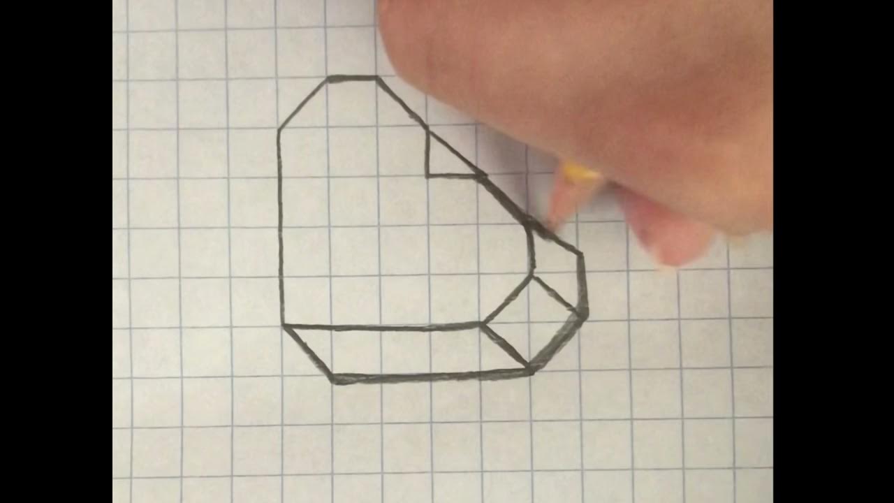 How to draw a 3D heart :D ️ fast and easy with graph paper - YouTube