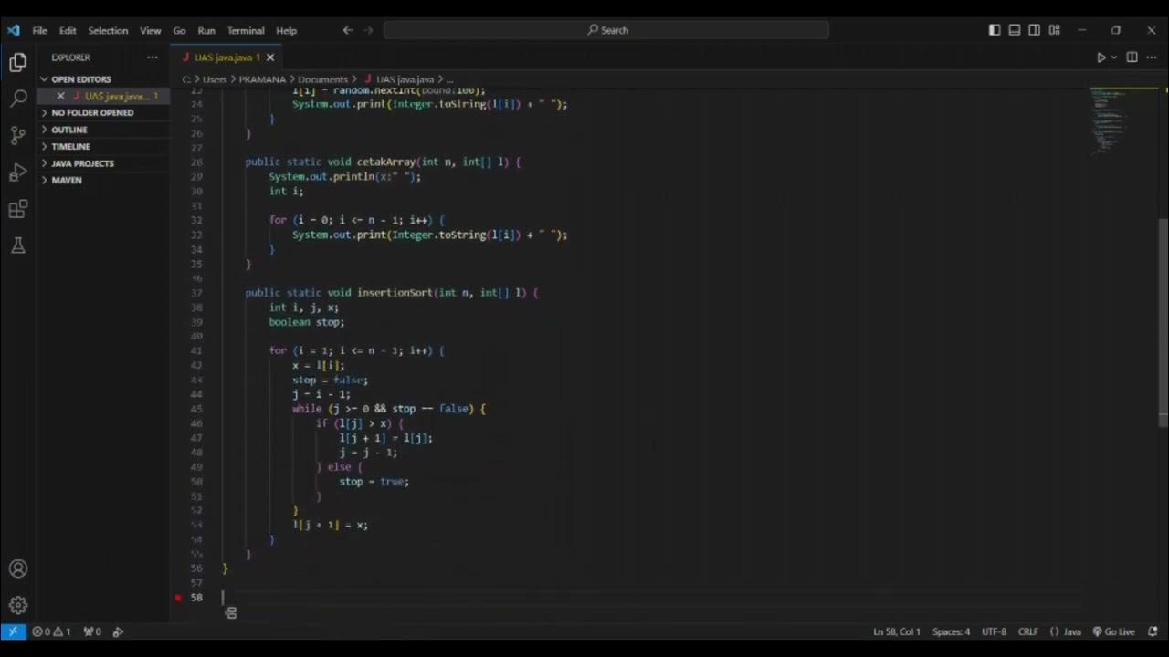PROGRAM JAVA INSERTION SORT - YouTube