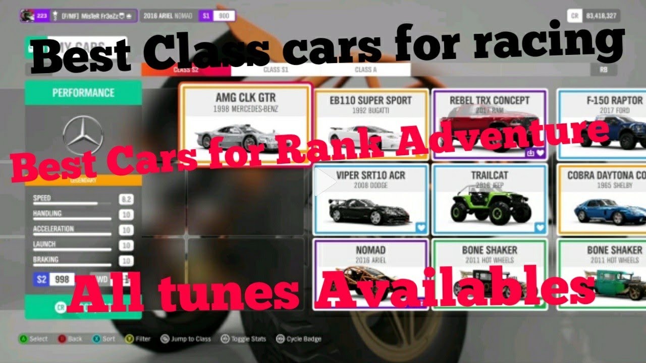 Those are the Best class cars for Ranked Adventure and racing in forza ...