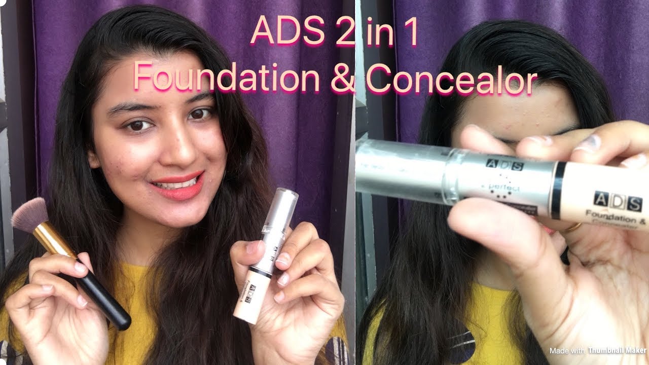 ₹50 ADS Double Action Foundation & Concealer Review & Demo | Nukhrewali ...