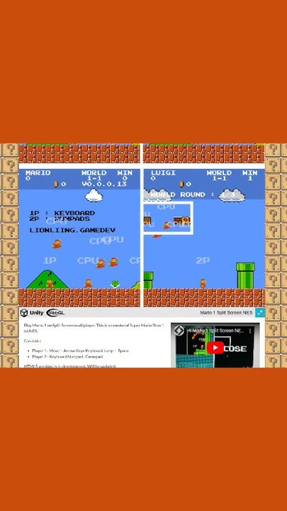 v13 Mario 1 Split Screen NES HTML5 - Link in Description -- 13 jan 2024 - YouTube