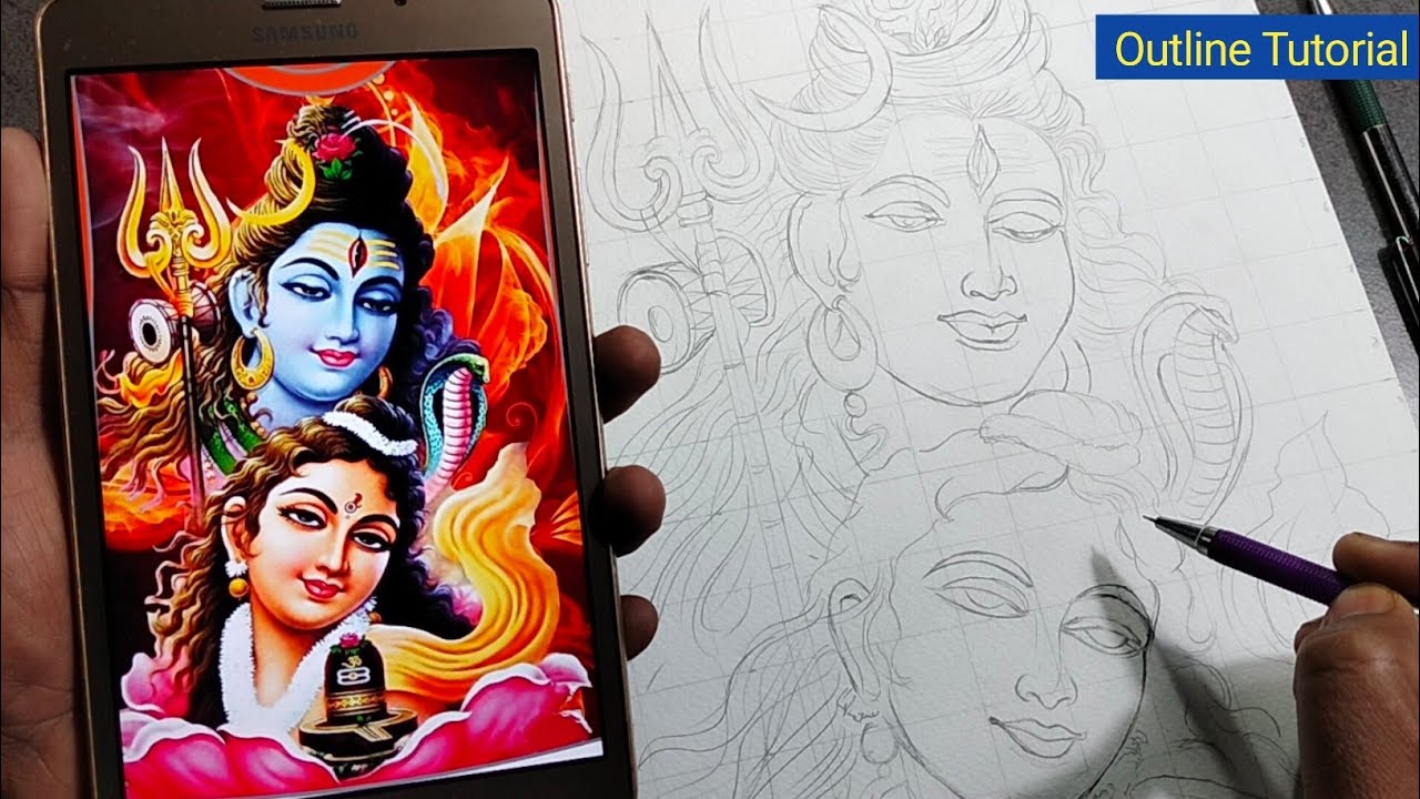 How to draw lord shiva, Mahashivratri Drawing, Shiva drawing outline ...