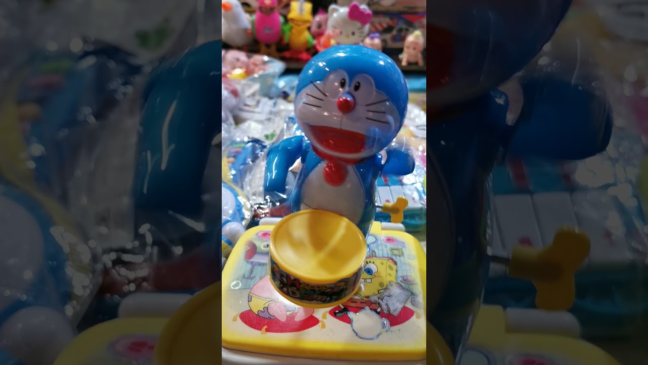 Mainan doraemon miniatur gendang drum - YouTube