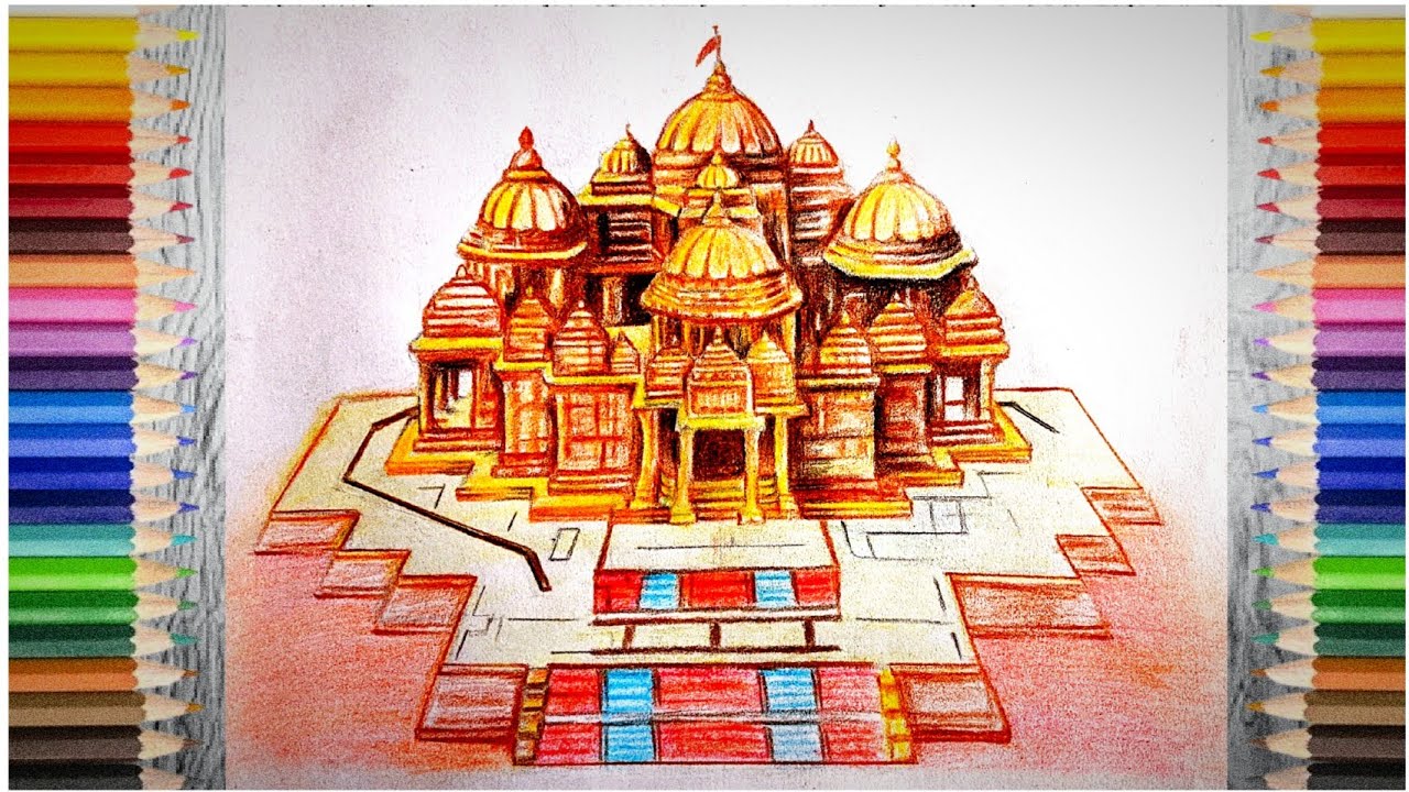 Ram Mandir Drawing Easy || How To Draw Ram Mandir Easy #rammandir #ram ...