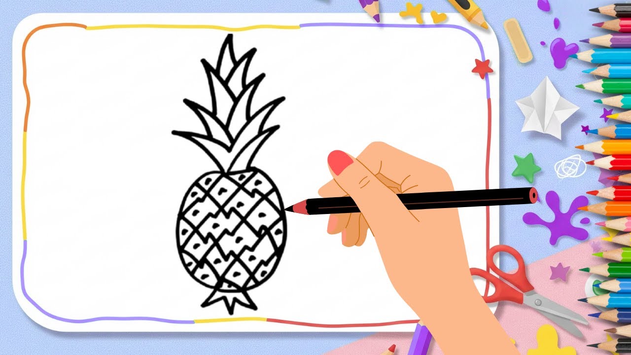 How to draw pineapple | Let's Draw a Cute pineapple – Easy Art for Kids ...