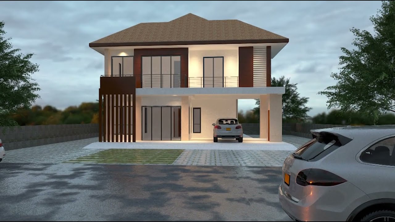 Sketchup tutorial house design, how to draw house 3d Model Part 2 - YouTube