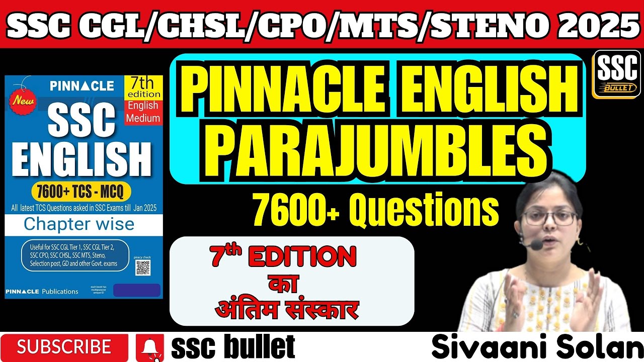PINNACLE ENGLISH | PARA JUMBLES |SSC CGL/CHSL/CPO/MTS/STENO 2025 | 7th ...